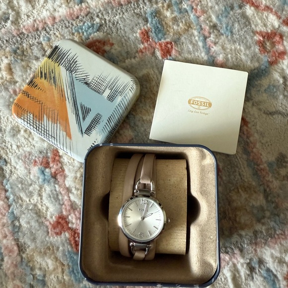 Fossil | Accessories | Fossil Silver And Tan Watch | Poshmark